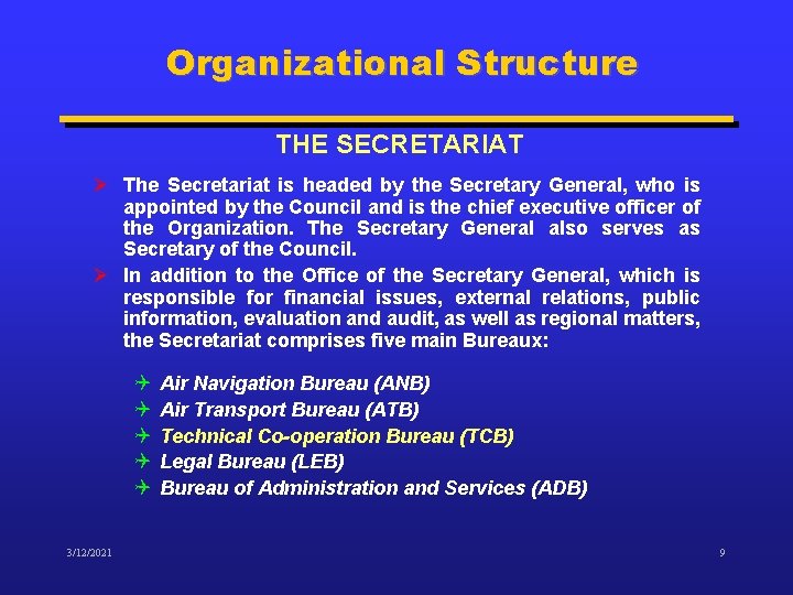 INTERNATIONAL CIVIL AVIATION ORGANIZATION Seminar on Airport Management