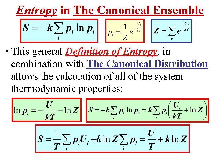 Statistical Mechanics in the Canonical Ensemble Outline of