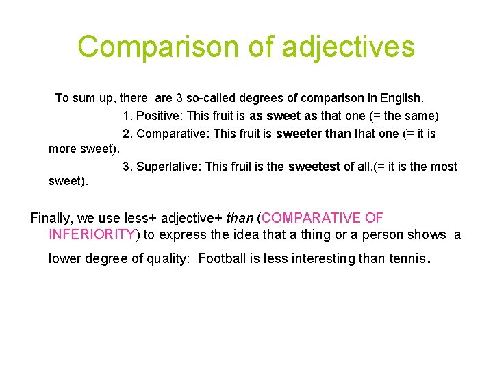 Comparison of adjectives Grammar Notes Preparatore Linguistico Barbara
