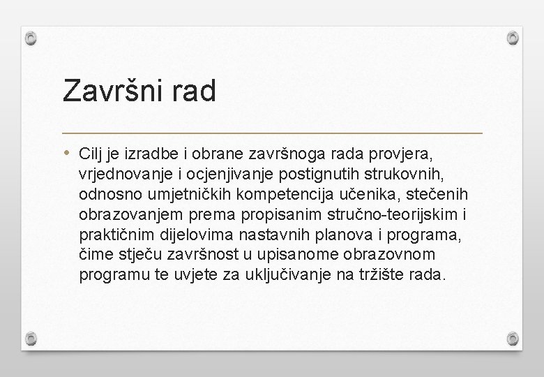 Upute za pisanje elaborata za zavrni rad Zavrni
