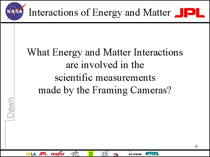 Interaction of Energy and Matter Dawn Mission Instrumentation