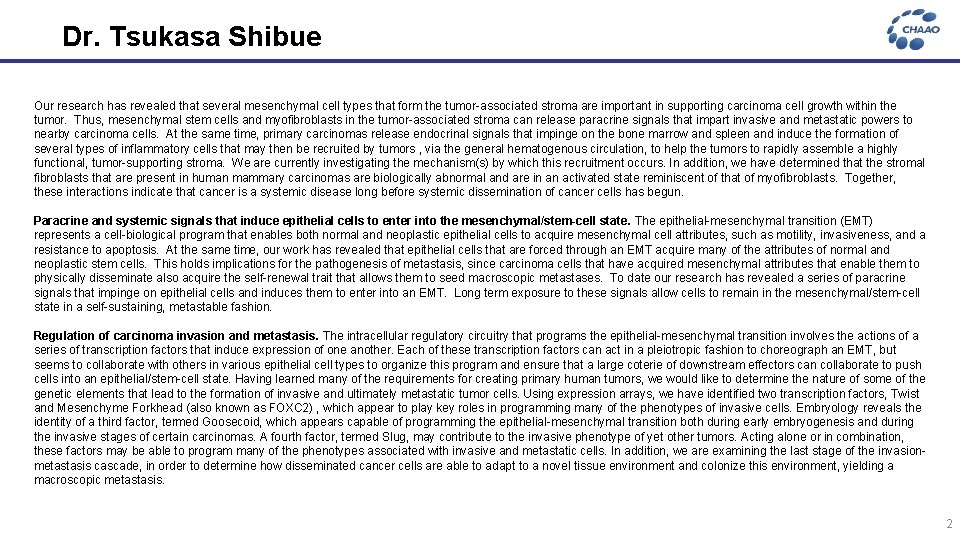 Dr Tsukasa Shibue MIT Tsukasa Shibue MD Ph
