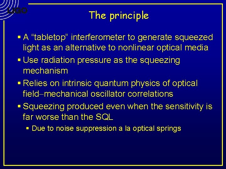 Generation of squeezed states using radiation pressure effects