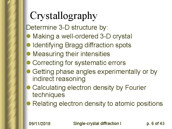 Introduction to Singlecrystal Diffraction Biology 555 Andrew J