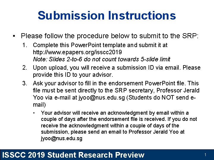 Submission Instructions Please follow the procedure below to