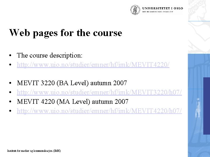 Media and Globalisation Introduction Overview Lecture 1 Mevit