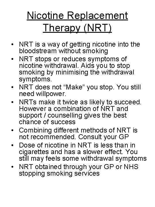 Types of help Available NHS Stop Smoking Services
