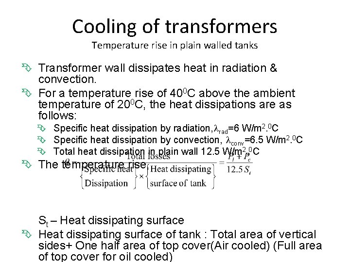 Cooling of Transformer Unit 3 Electrical Machine Design