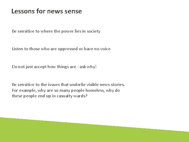 Reporting violence against women News sense and family