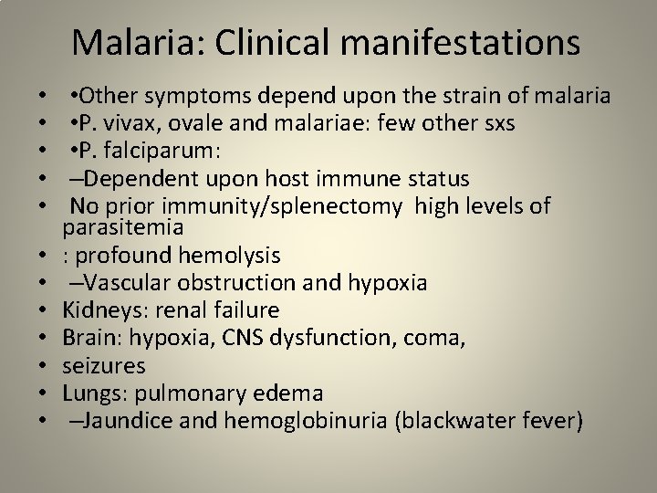 Malaria Background Definition of malaria Malaria is an