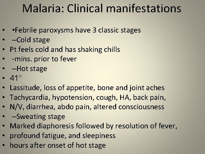 Malaria Background Definition of malaria Malaria is an