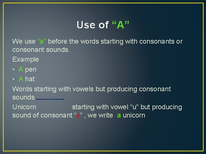 ARTICLES ENGLISH GRAMMAR CLASS5 Three little words used