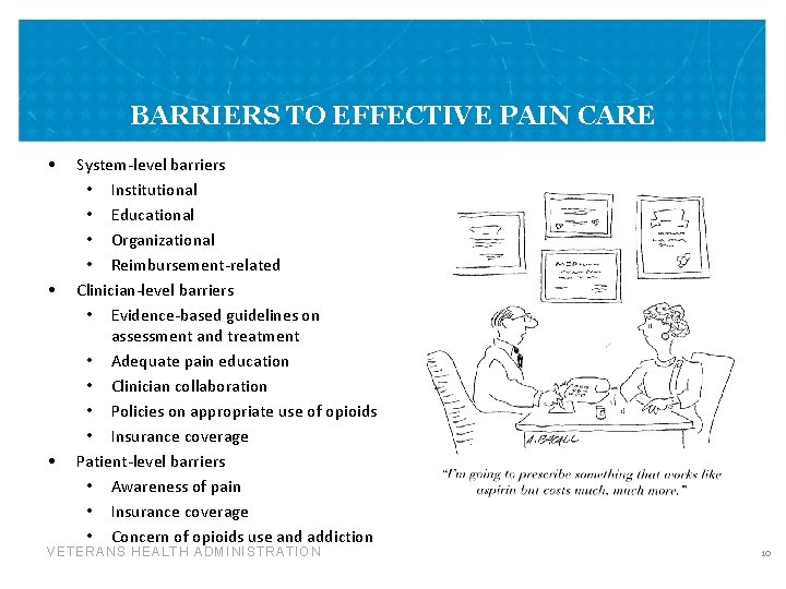VHA NATIONAL PAIN MANAGEMENT STRATEGY Implementation of the