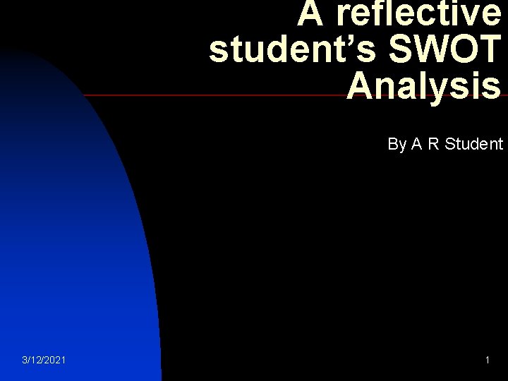 A reflective students SWOT Analysis By A R