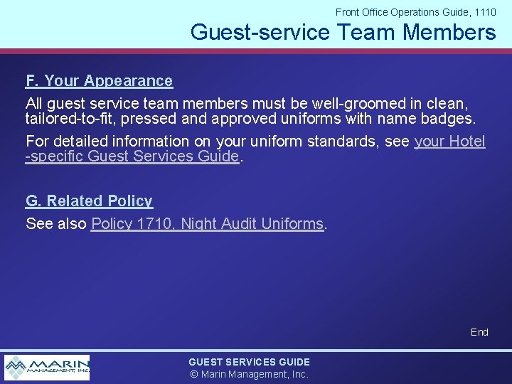 Front Office Operations Guide 1110 Guestservice Team Members