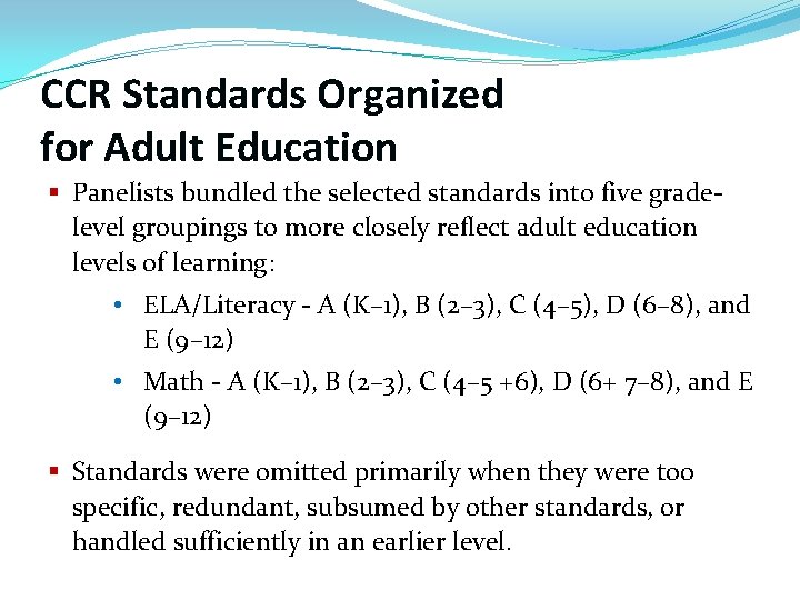 CCRS 101 What are the College Career Readiness