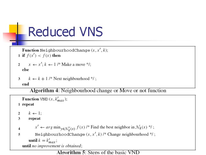 Variable Neighborhood Descent VND e Variable Neighborhood Search