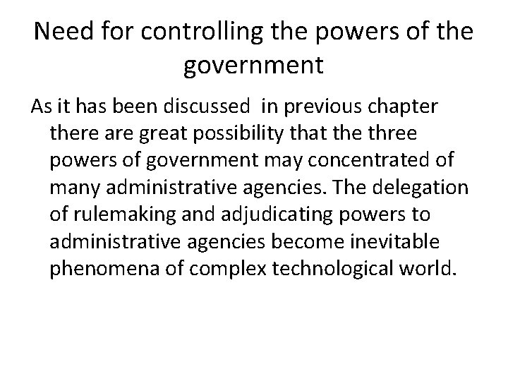 Chapter 9 controlling mechanisms of governmental powers objectives