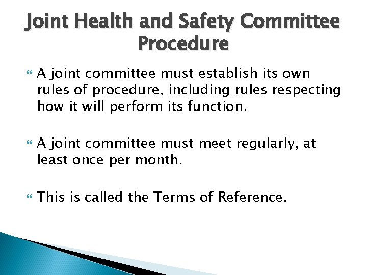 Basics of a Joint Health and Safety Committee