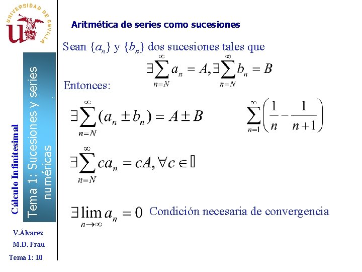 Tema 1 Sucesiones y series numricas Clculo Infinitesimal