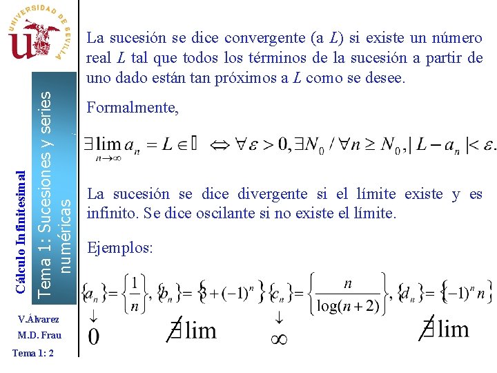 Tema 1 Sucesiones y series numricas Clculo Infinitesimal
