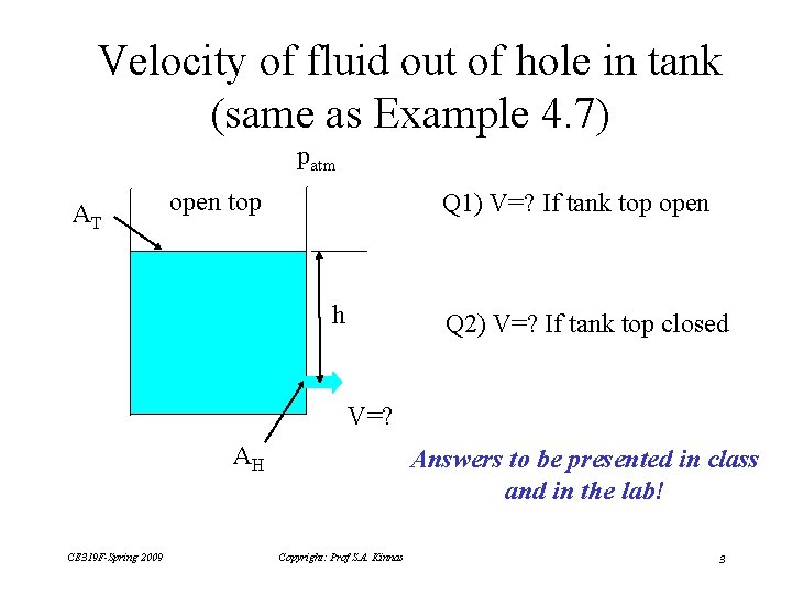 Supplement to CE 319 F Lecture on Bernoulli