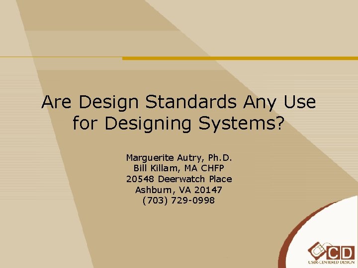 Are Design Standards Any Use for Designing Systems