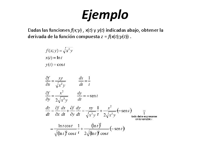 Regla de la cadena en varias variables Aprendiendo