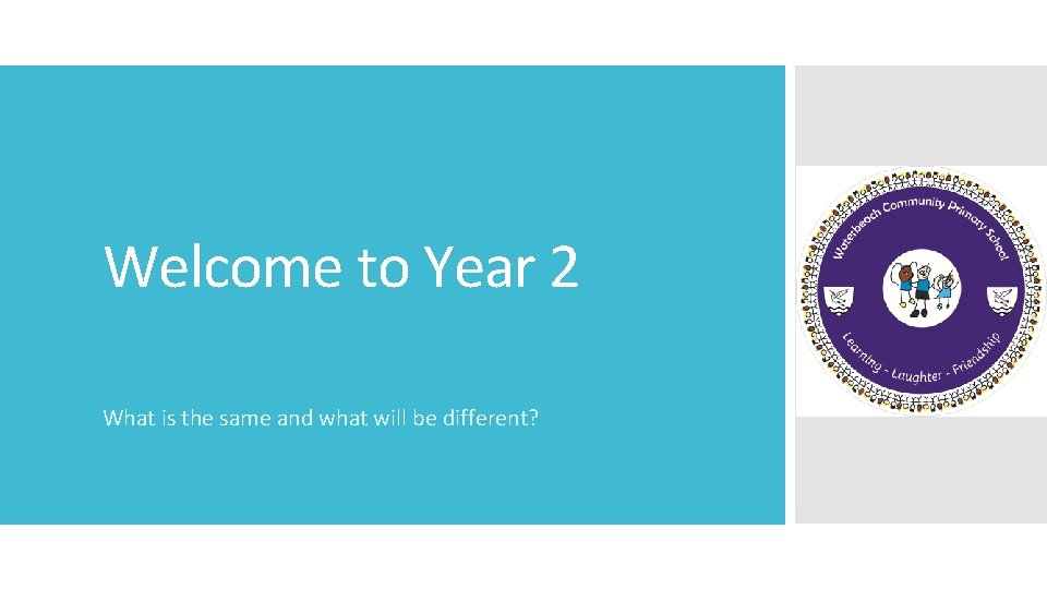 Welcome to Year 2 What is the same