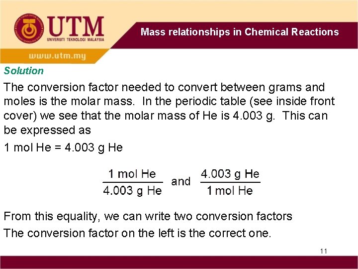 Mass relationships in Chemical Reactions Macro World grams