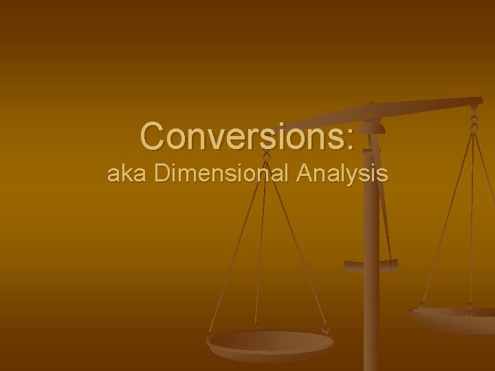 Conversions aka Dimensional Analysis The Metric System n