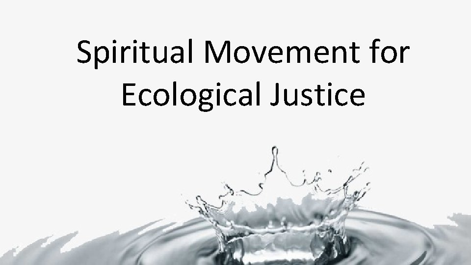 Spiritual Movement for Ecological Justice Mary had a