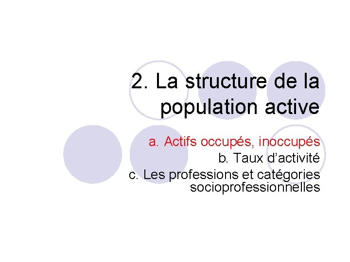 La population active Notions structure volution 1 Questce
