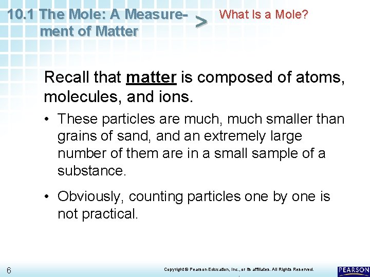 10 1 The Mole A Measurement of Matter