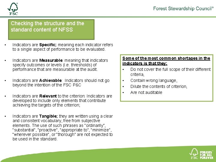 National Forest Stewardship Standards Process and Status National