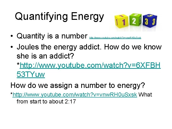 1 2 Quantifying Energy Quantity is a number