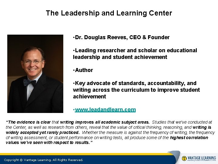 The Leadership and Learning Center Dr Douglas Reeves