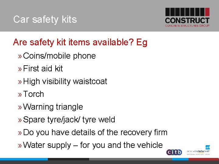 Toolbox Talk Safe Driving Health Risks in Construction
