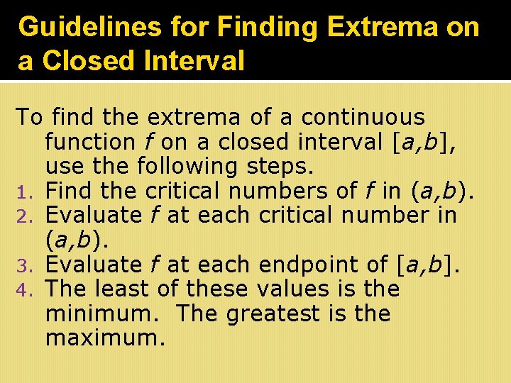 Applications of Differentiation Chapter 5 Extrema on An