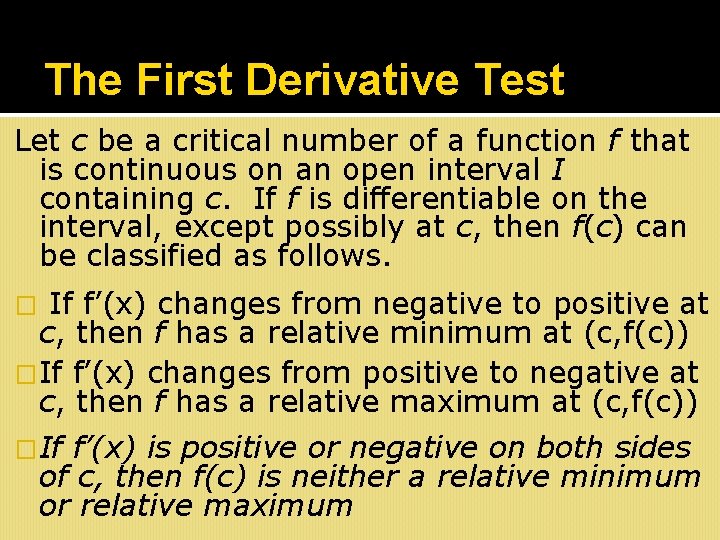Applications of Differentiation Chapter 5 Extrema on An