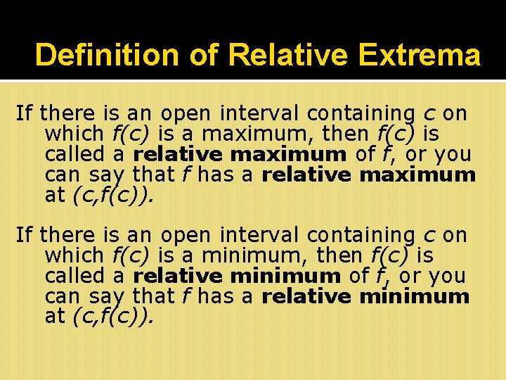 Applications of Differentiation Chapter 5 Extrema on An
