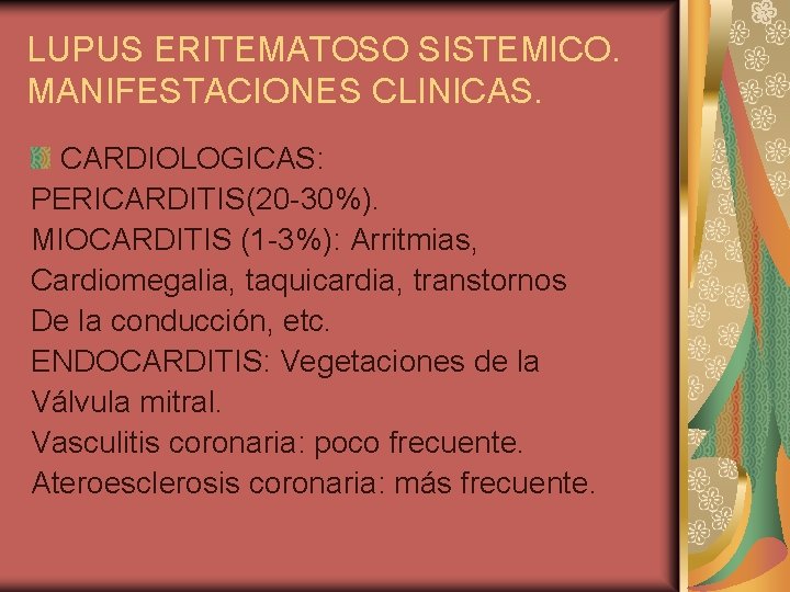 ENFERMEDADES REUMATICAS EL SISTEMA CARDIOVASCULAR LUPUS ERITEMATOSO ...