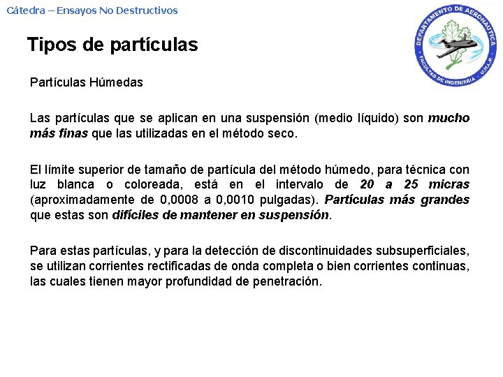 Ctedra Ensayos No Destructivos PATICULAS MAGNTICAS Ctedra Ensayos