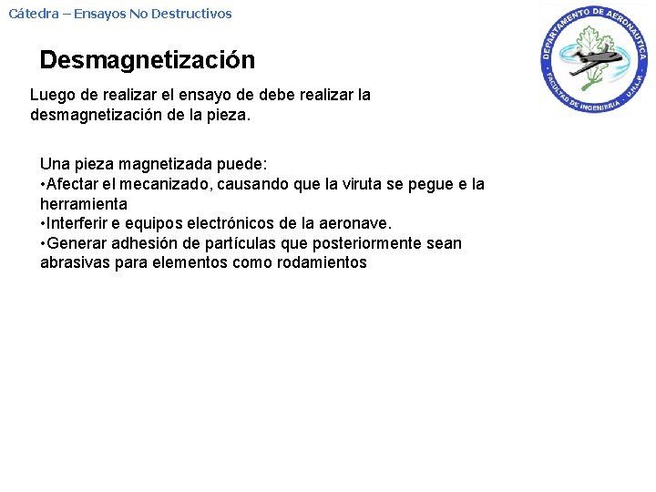 Ctedra Ensayos No Destructivos PATICULAS MAGNTICAS Ctedra Ensayos