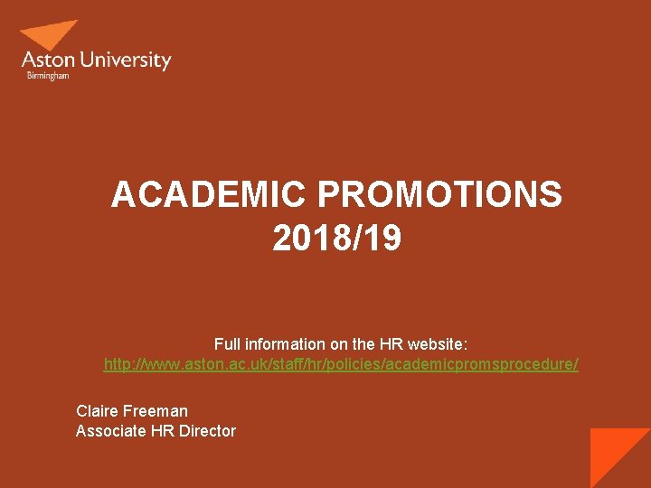 ACADEMIC PROMOTIONS 201819 Full information on the HR