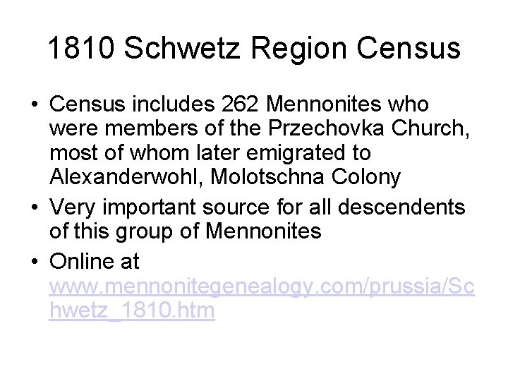 Update on Mennonite Genealogical Resources by Tim Janzen