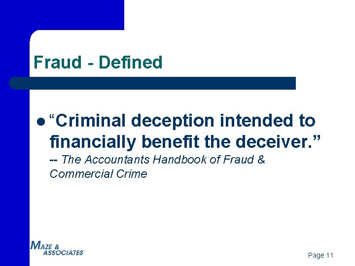 Internal Controls and Fraud Presented by Katherine Yuen