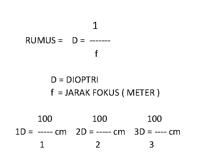 KELAINAN REFRAKSI BAGIAN I K MATA FAKULTAS KEDOKTERAN