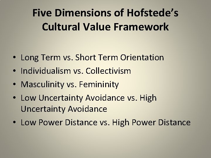 Hofstedes Cultural Value Framework Relationship to Theory X