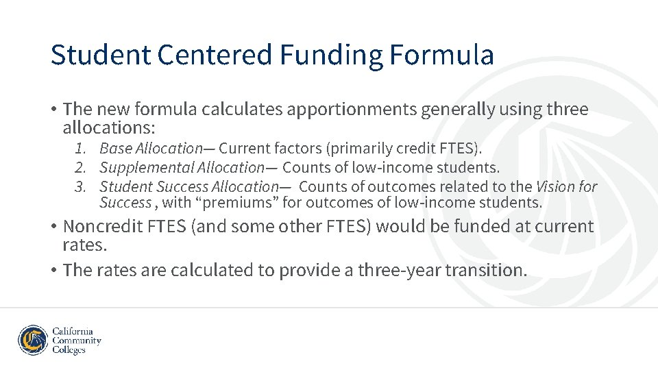Chancellors Office Student Centered Funding Formula Contracted District